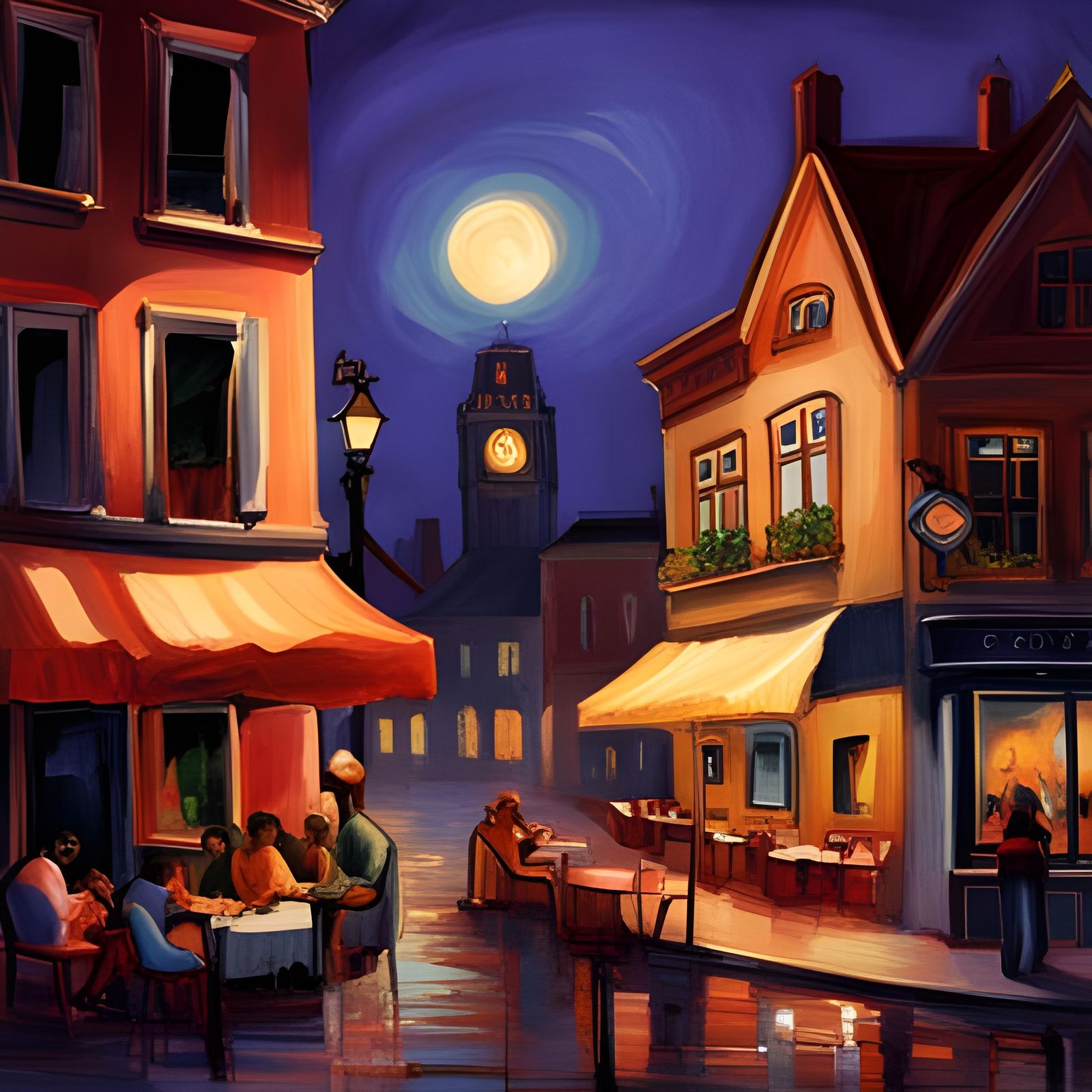 A Relaxing Nighttime Cafe - AI Generated Artwork - NightCafe Creator