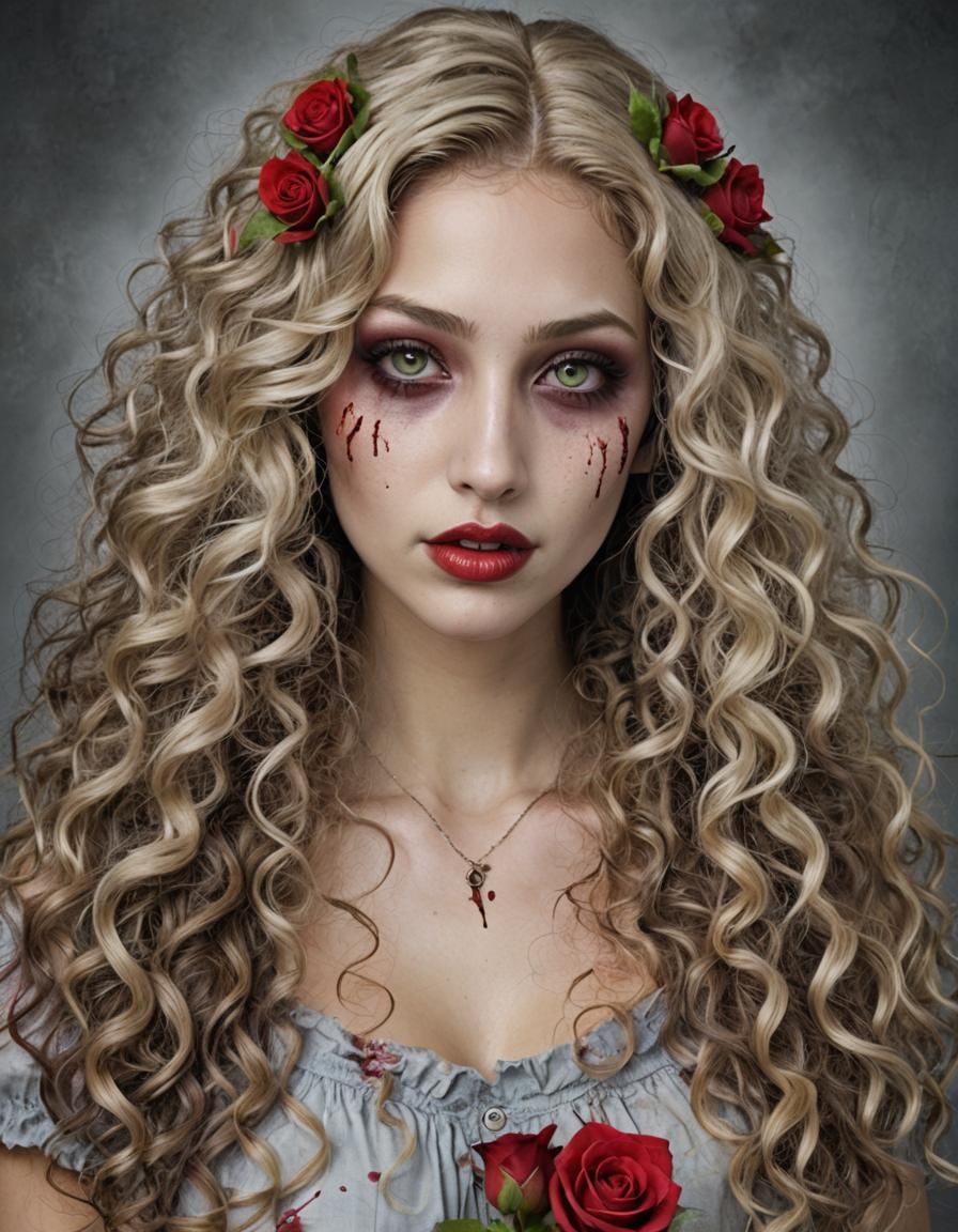 Daniella Chavez in zombies land,long curly hair,Create A mere whisper ...