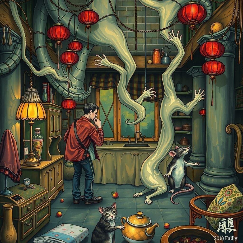 Ethereal Kitchen Scene with Morphing Rat and Calm ... - AI Art