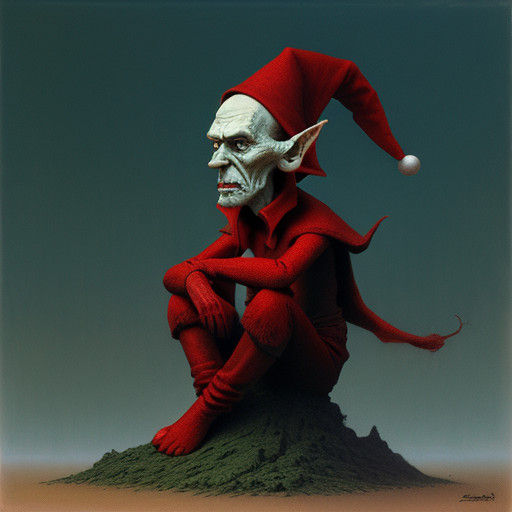 Surrealist Elf with Expressive Eyes in Darkly Styl... - AI Art