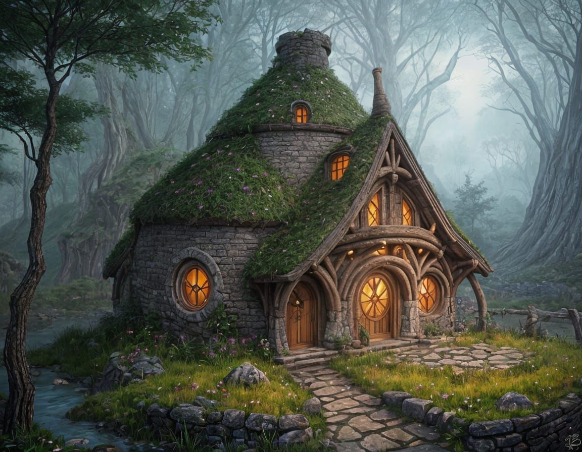 "Middle Earth Cottage #2" - Fantasy Hobbit Home in an Earthe...