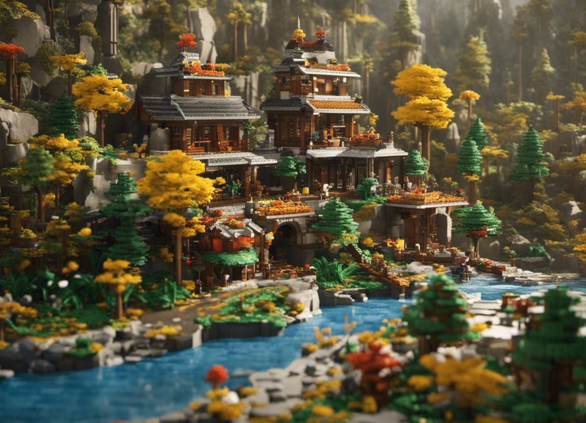 A Lego landscape made entirely of Legos, 8k resolution concept art ...