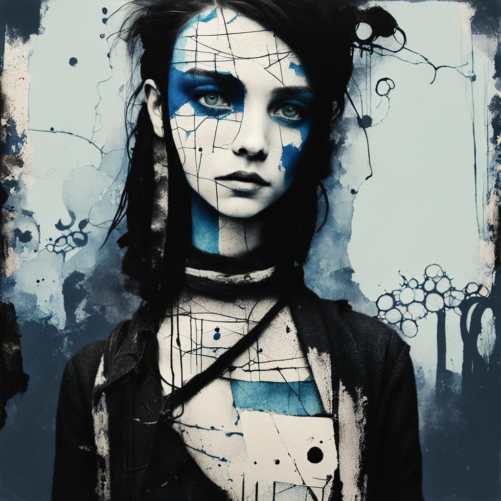 pinhole color photography of a Wall art graffiti mural on a grainy ...