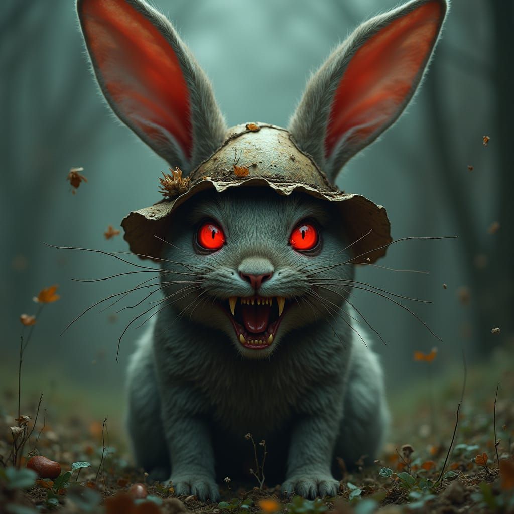 Evil Easter Bunny - Menacing Easter Bunny in Dark Gothic Sty...