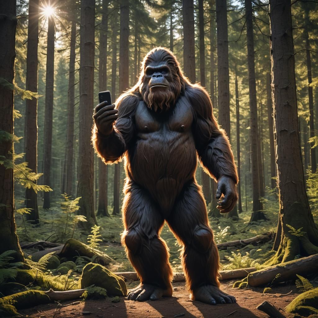 Bigfoot Taking a Selfie! - AI Generated Artwork - NightCafe Creator