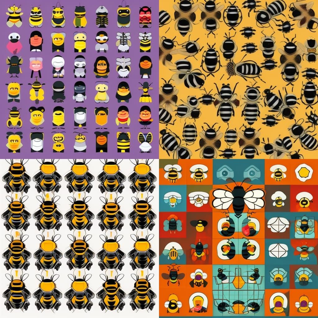 2d flat bees avatars - AI Generated Artwork - NightCafe Creator