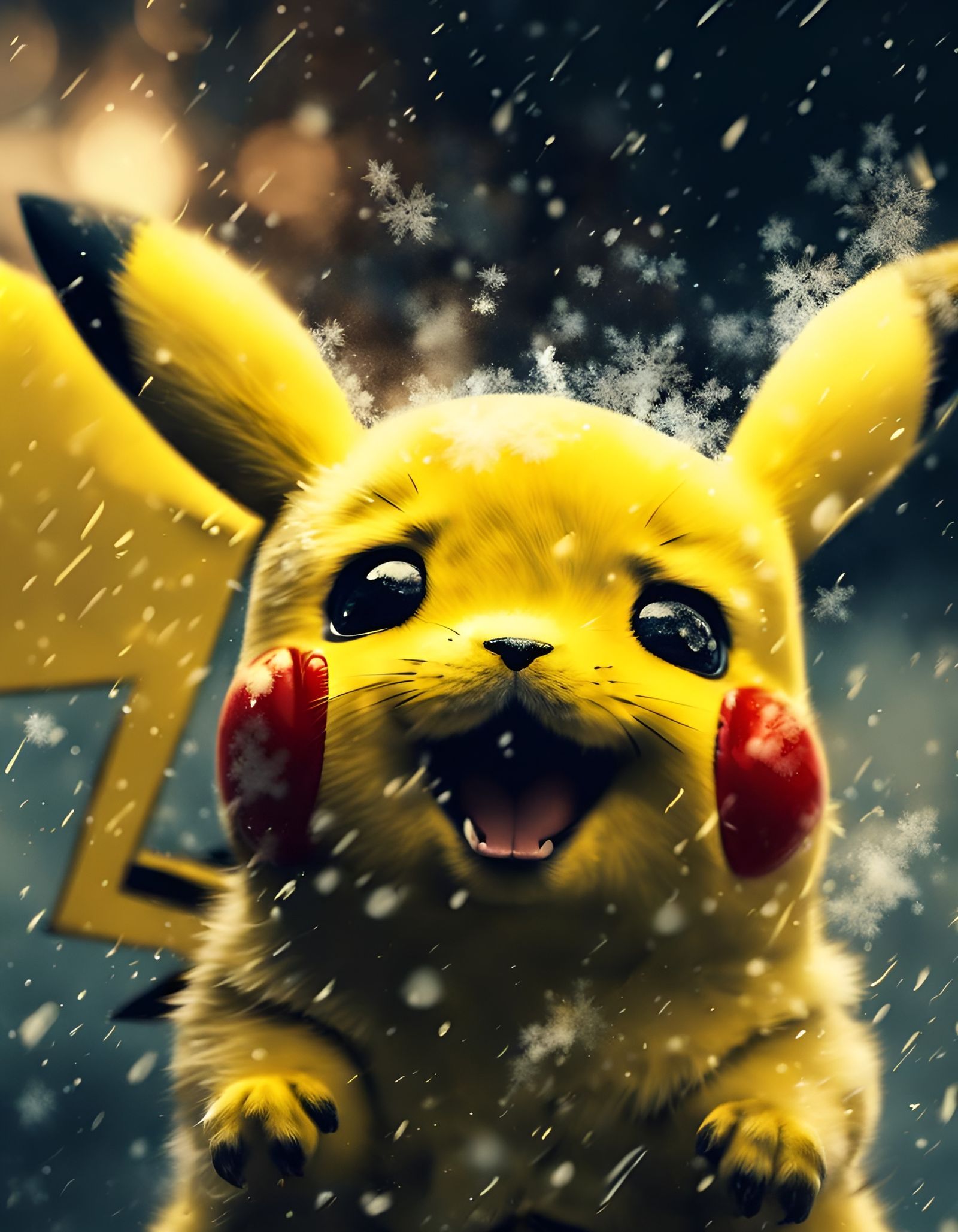 Pikachu. With snow flakes. 🥶 - AI Generated Artwork - NightCafe Creator