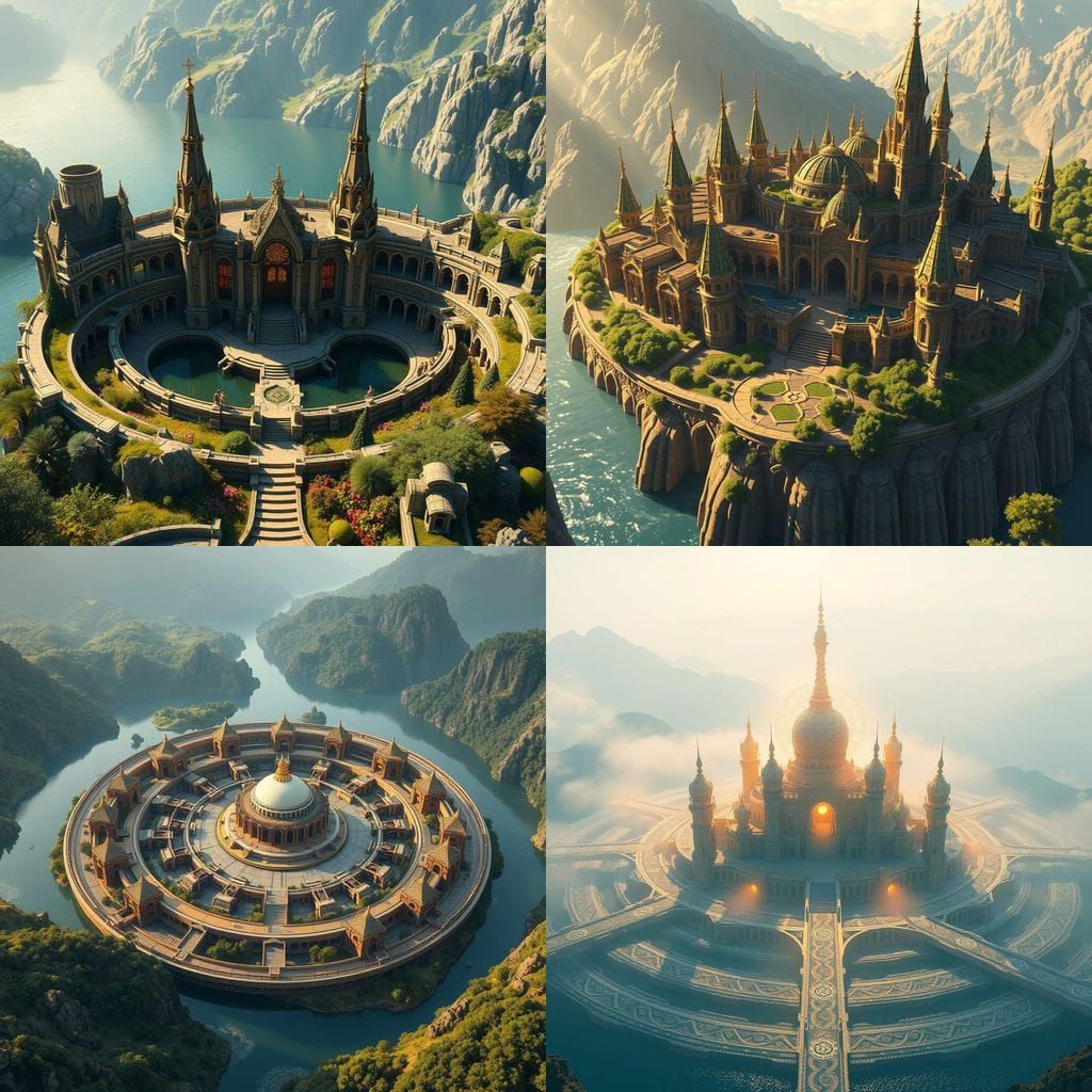 Elegant Elven City Shines on Elandir Lake's Edge, ... - AI Art