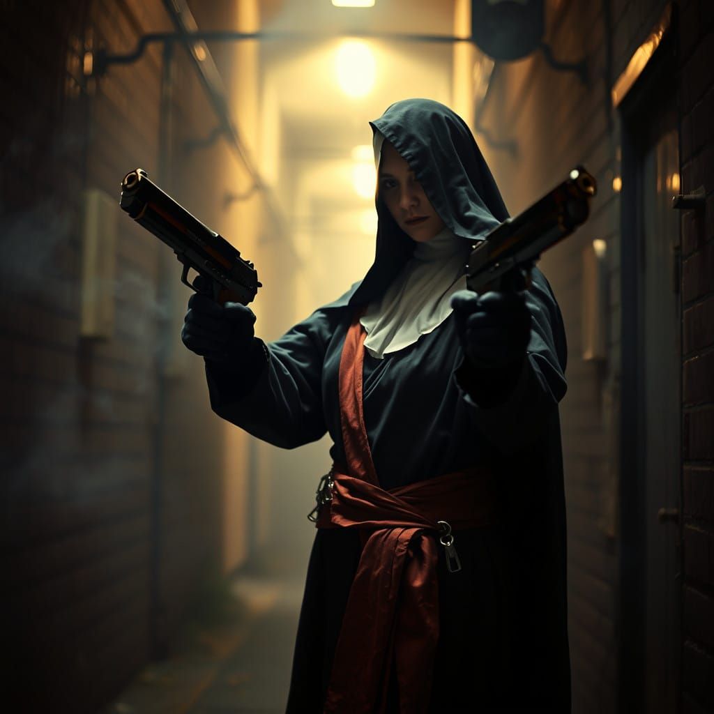 Assassin nun with twin pistols - Assassin nun with twin pist...