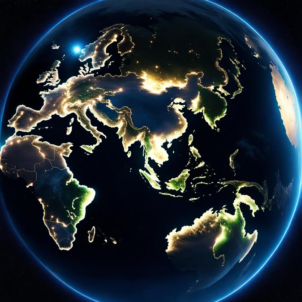 earth map at night seen from space - AI Generated Artwork - NightCafe Creator