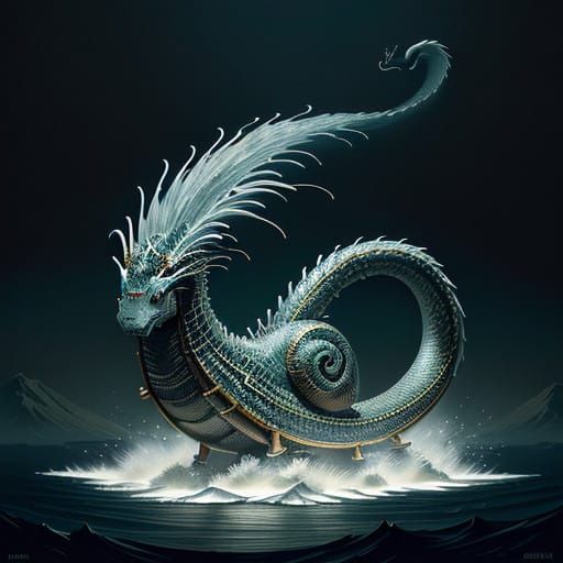 @Revenant_ An emperor snail dragon with a Japanese inkwash warrior ...