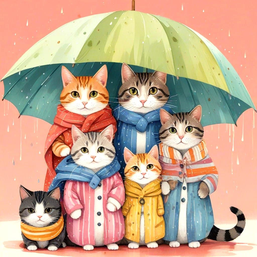 Cats Huddled Together - Mother Cat and Kittens Seek Shelter ...