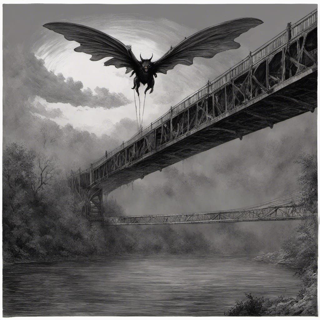 Mothman Over Bridge Postcard - AI Generated Artwork - NightCafe Creator