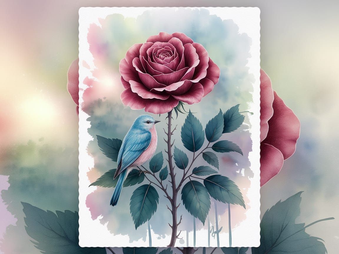 A delicate, hand-painted watercolor card
