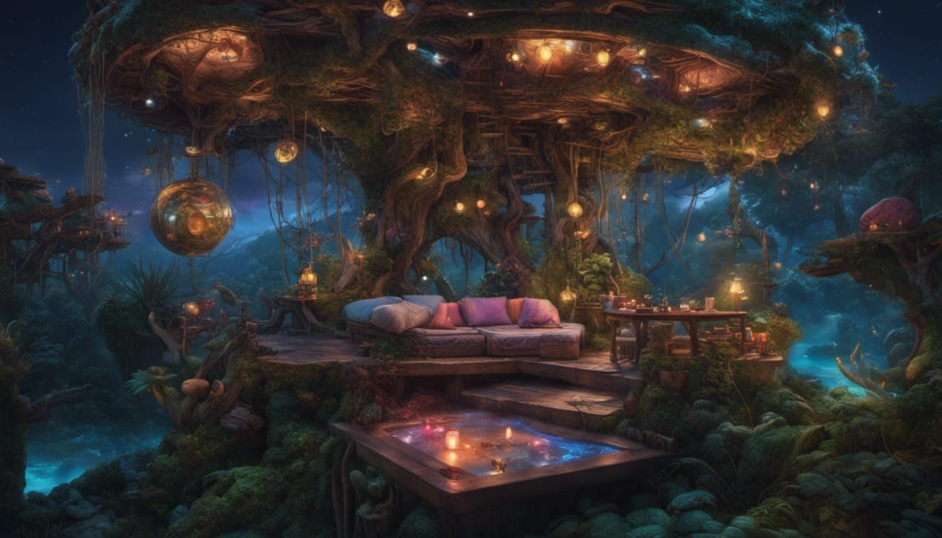 Relaxing Treetop Oasis - AI Generated Artwork - NightCafe Creator