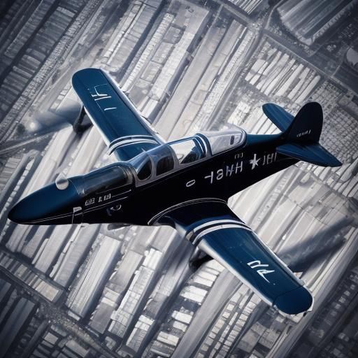 black en blue striped plane flying seen from above - AI Generated ...