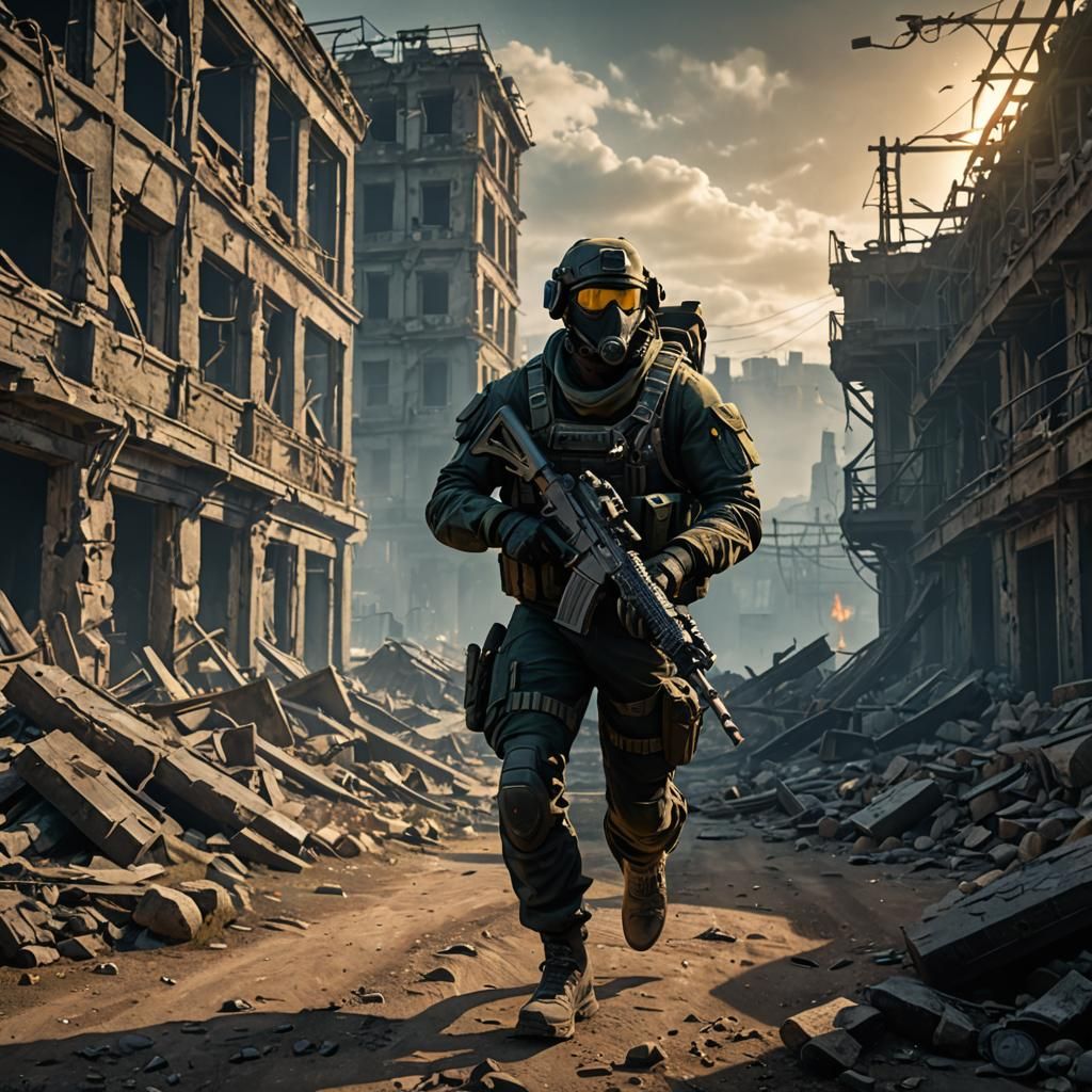 Stalker with rifle (running pose) - AI Generated Artwork - NightCafe ...