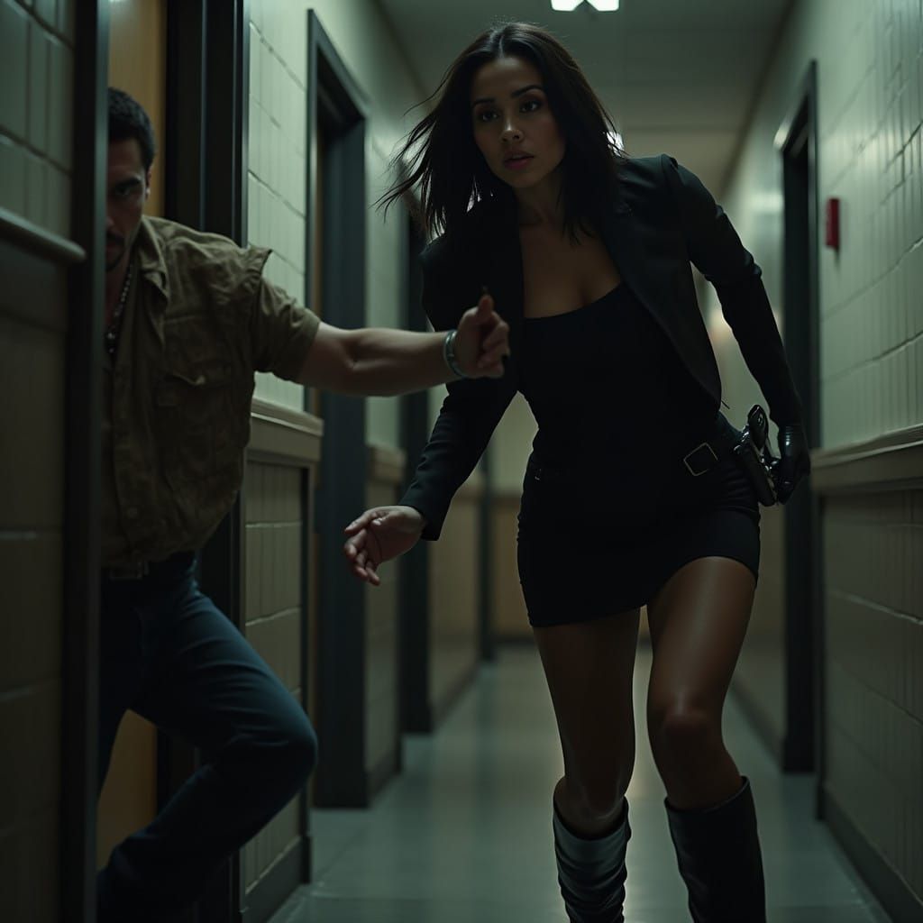 Policewoman in High-Contrast Cinematic Style - AI Art