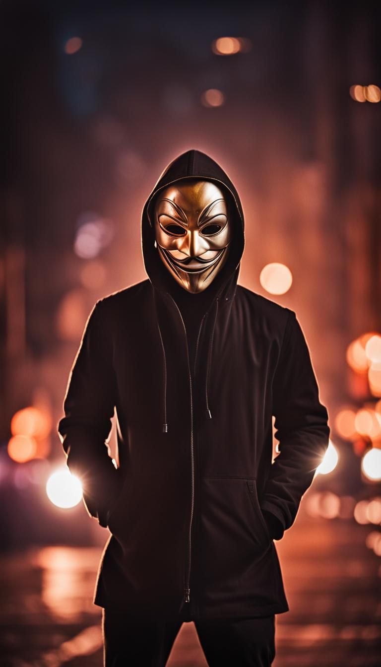 Masked Crazy face. Professional photography, bokeh, natural lighting ...