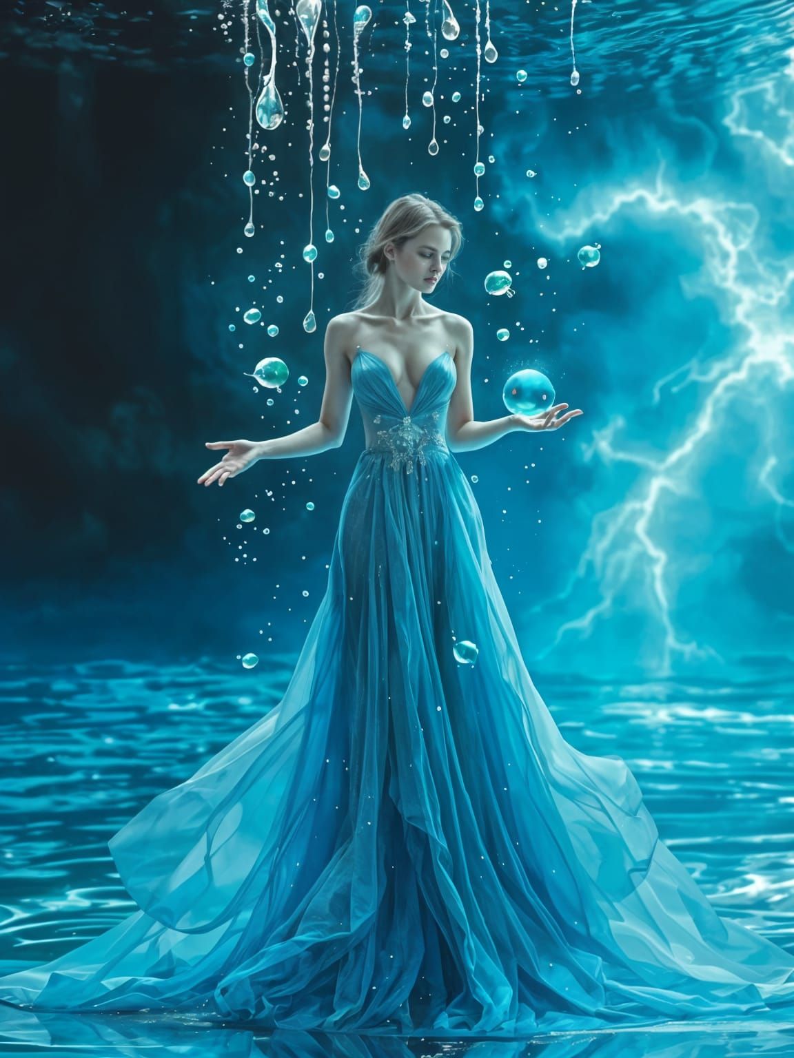 Beautiful Goddess in the Ocean, hyper-realistic and hyper-detailed ...