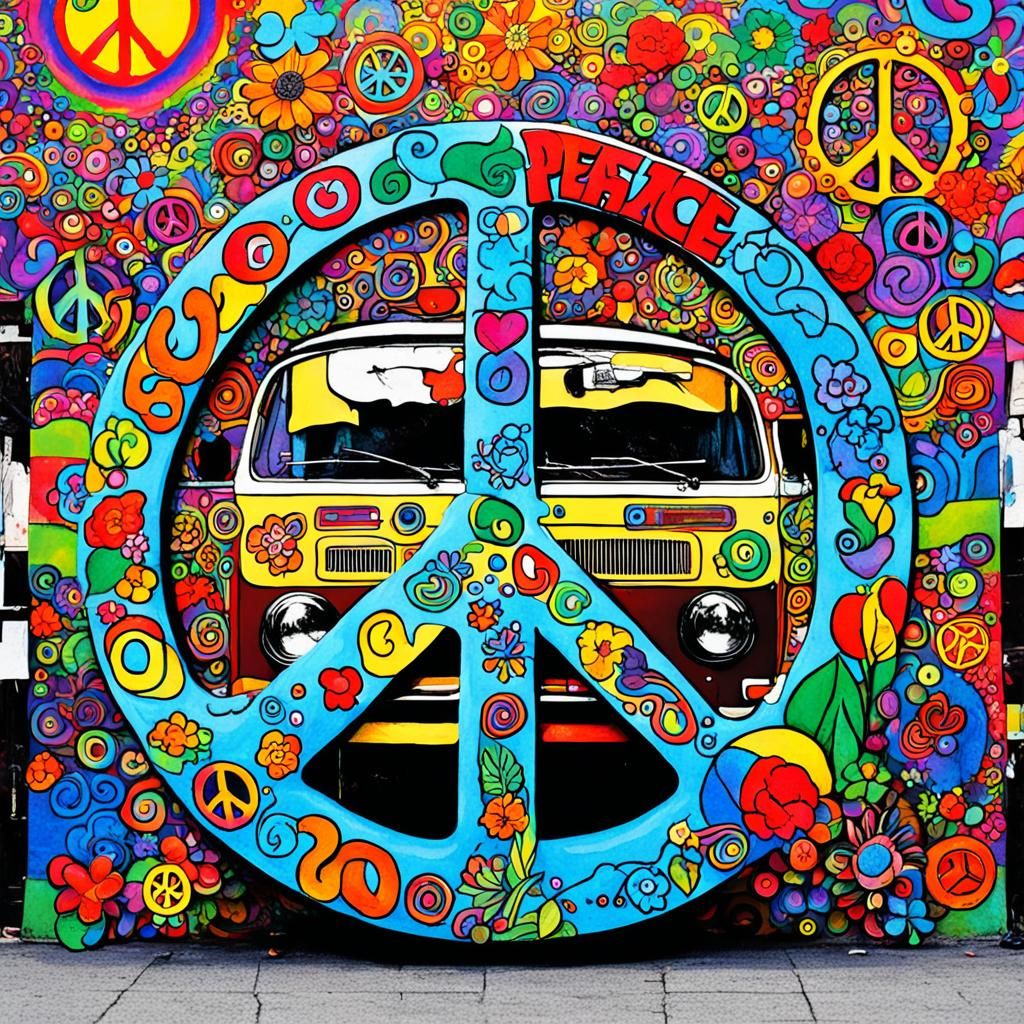 Groovy 60, peace, hippi movement - AI Generated Artwork - NightCafe Creator