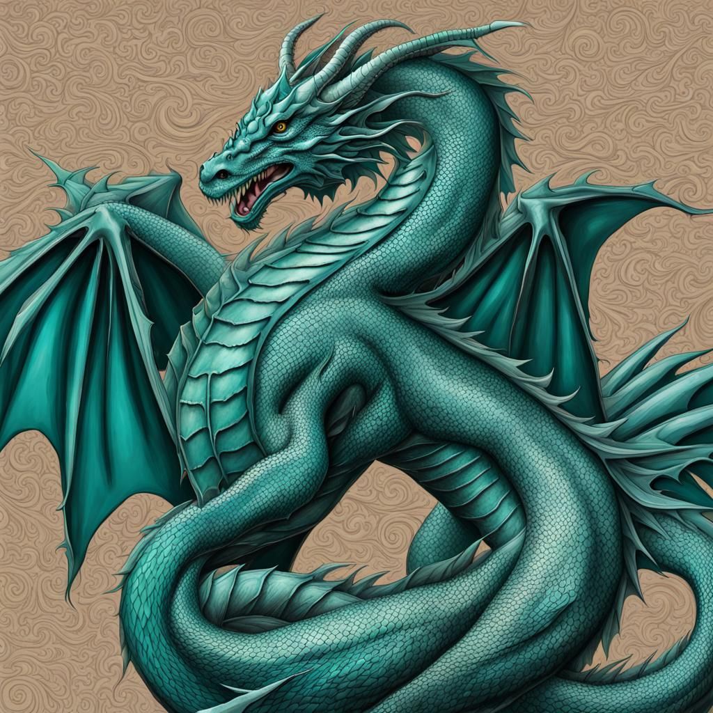Teal dragon - AI Generated Artwork - NightCafe Creator
