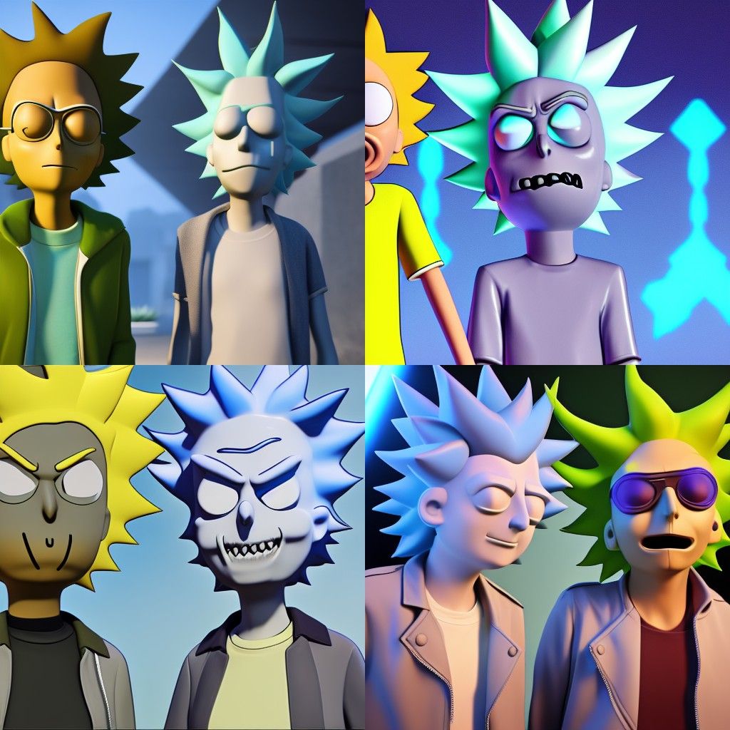 Morty and Rick Sanchez SoundCloud rapper Unreal Engine 5 3D shading ...