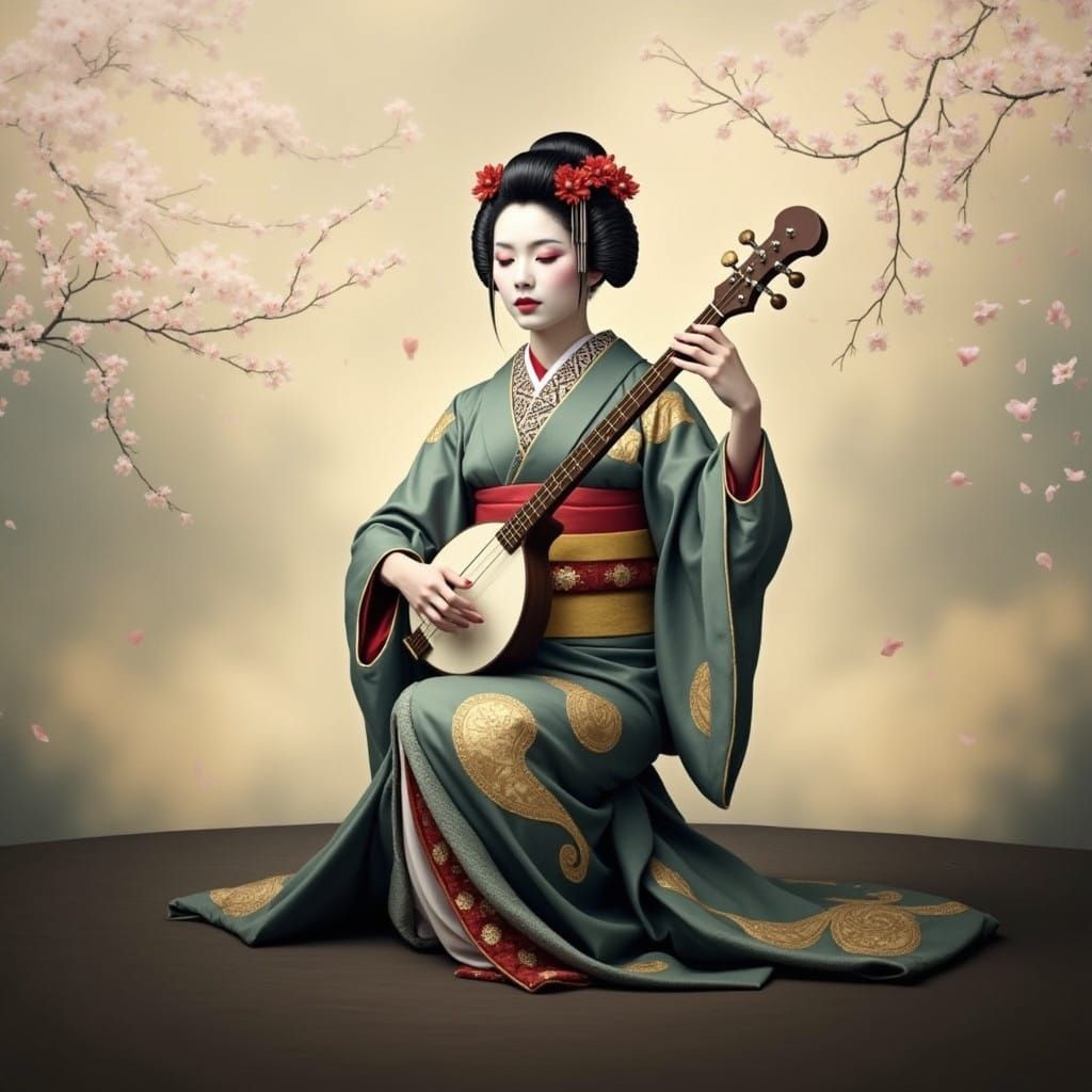 Geisha Lady playing music (variations)