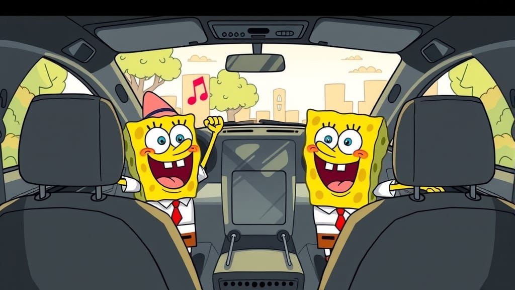 Spongebob and Patrick's Carpool Karaoke Cartoon - AI Art
