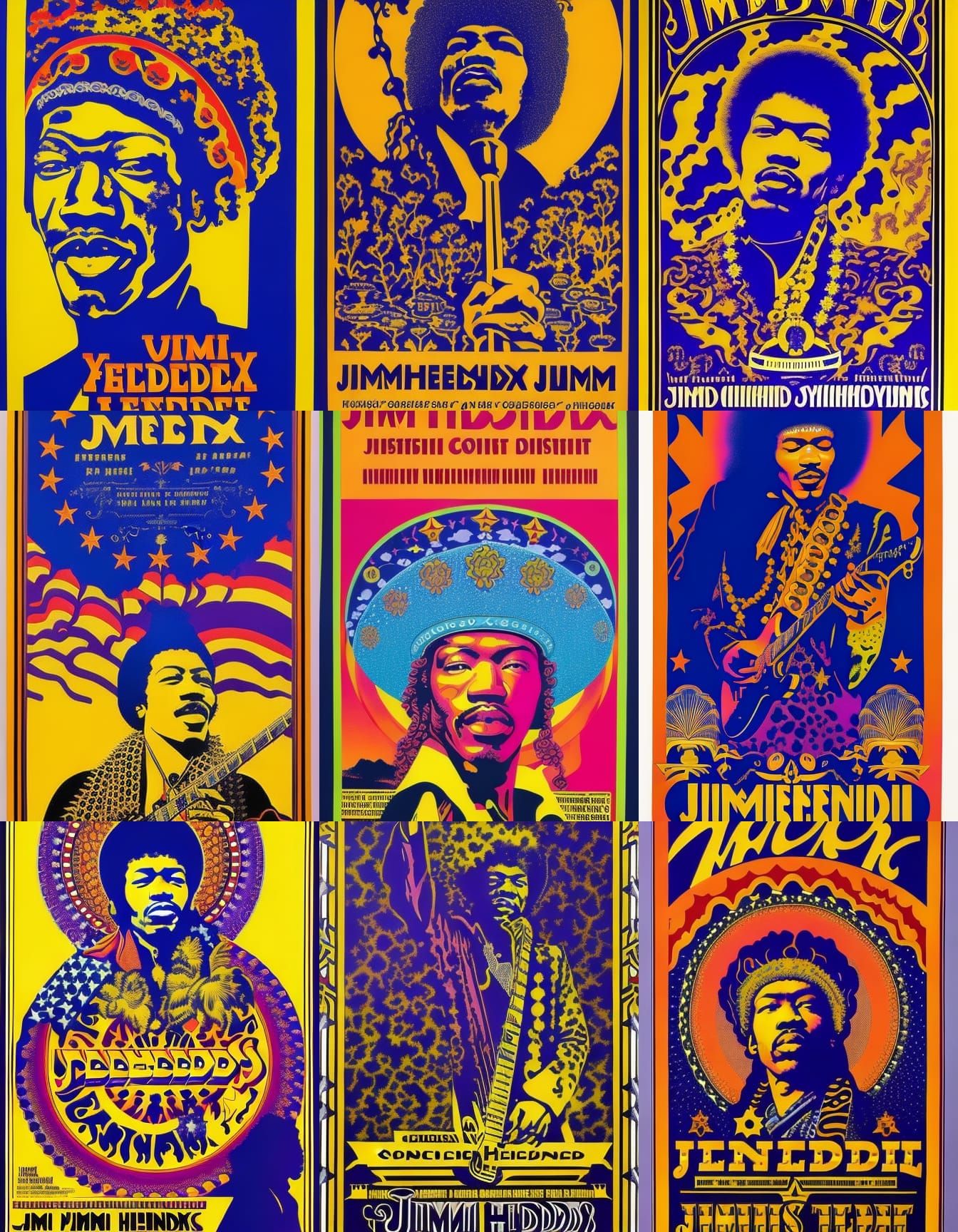 Psychedelic Jimi Hendrix concert poster - AI Generated Artwork - NightCafe Creator