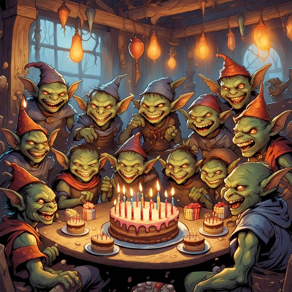 Grobs the goblins birthday party - AI Generated Artwork - NightCafe Creator