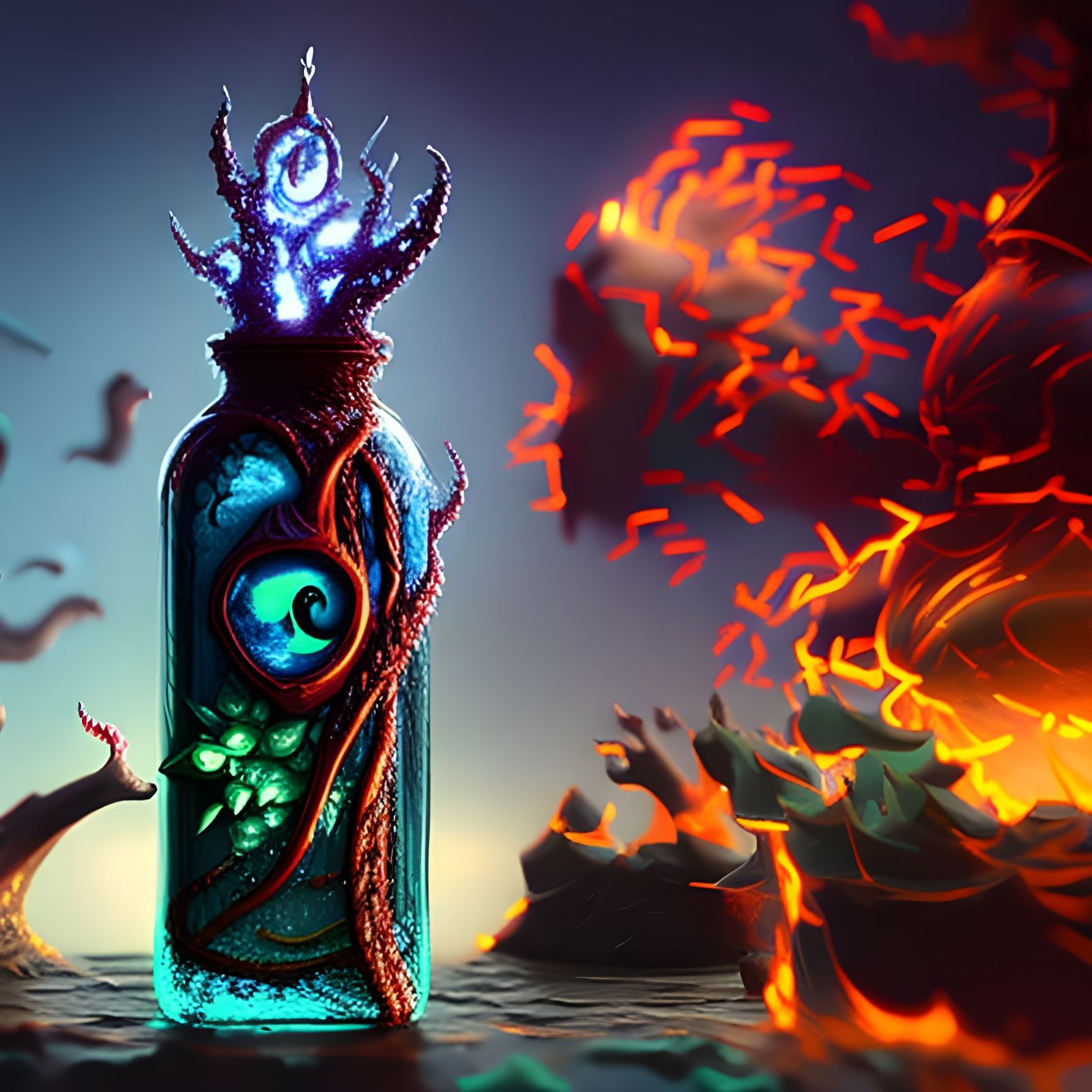 Eldritch God in a Bottle - AI Generated Artwork - NightCafe Creator