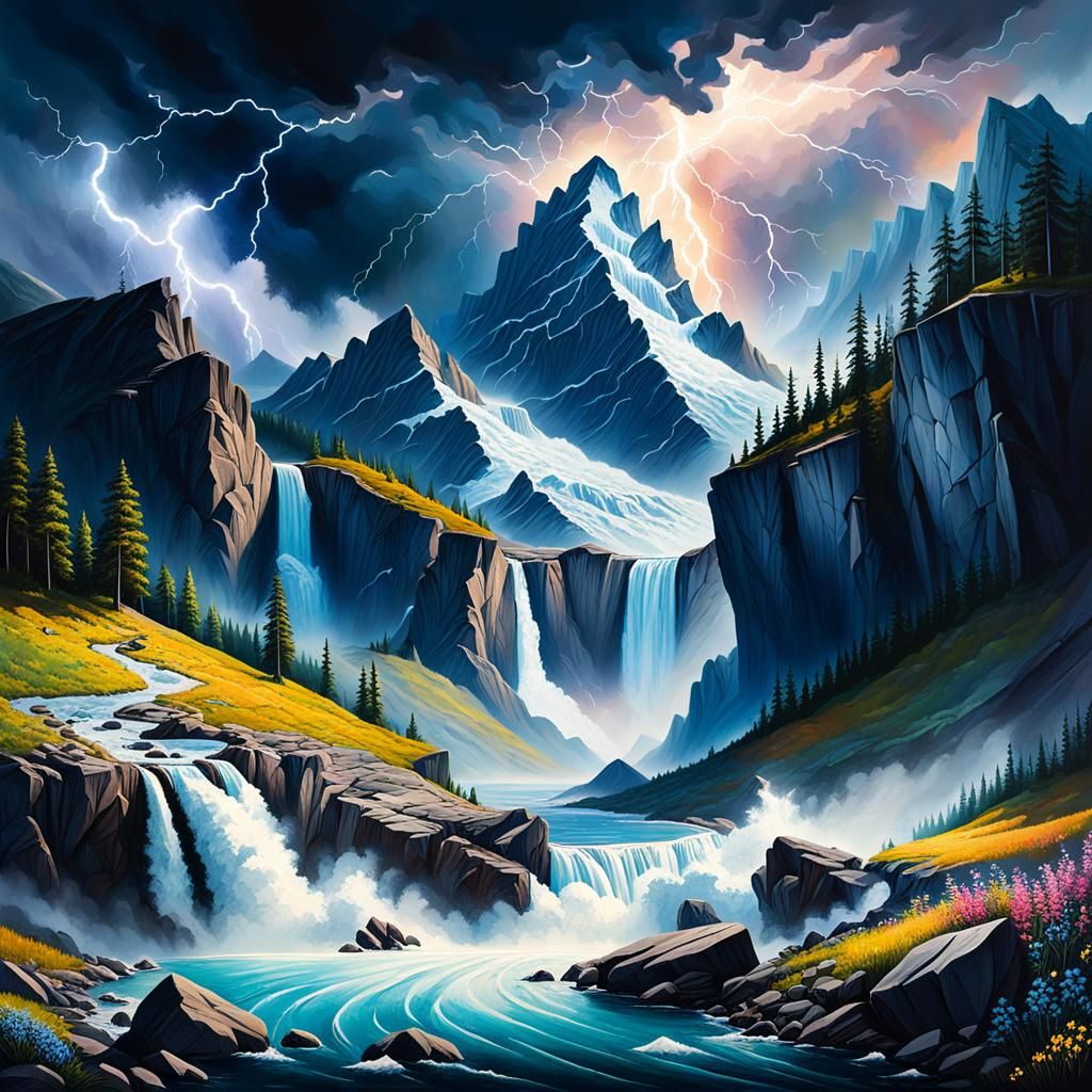 Mountain storms - AI Generated Artwork - NightCafe Creator