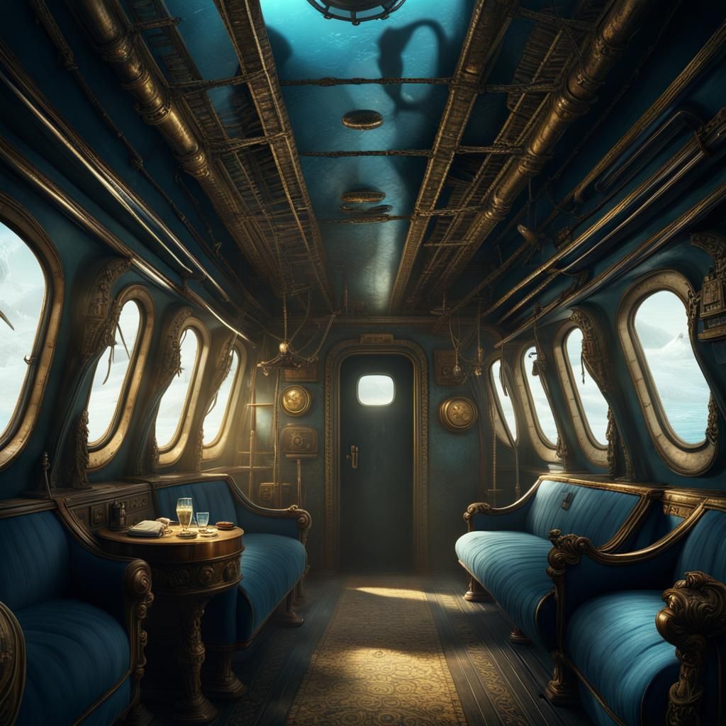 Inside Captain Nemo's Nautilus - AI Generated Artwork - NightCafe Creator