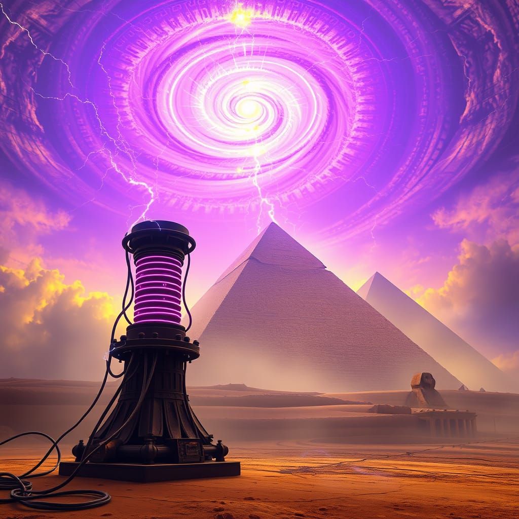 Electric Odyssey to the Ancient Pyramids - AI Art