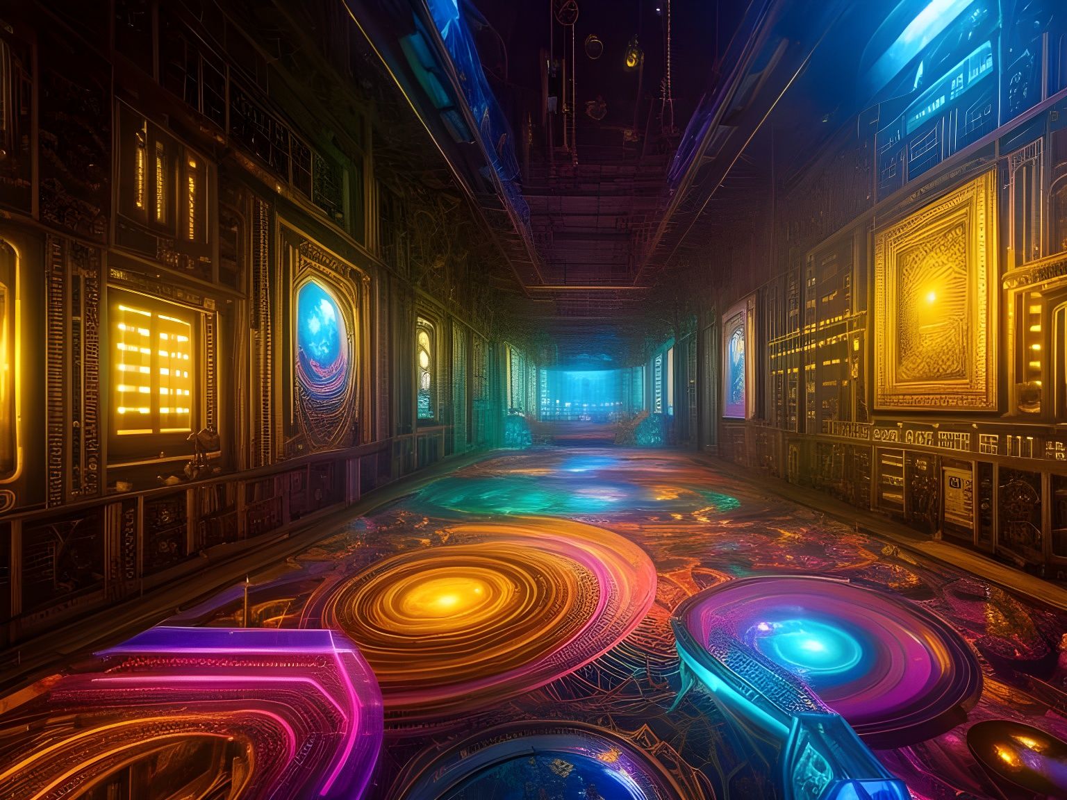 Insanely detailed photograph of an elaborate amazing Rainbow Maze ...