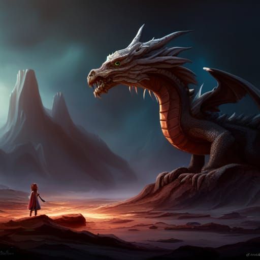 a dragon protecting a girl - AI Generated Artwork - NightCafe Creator