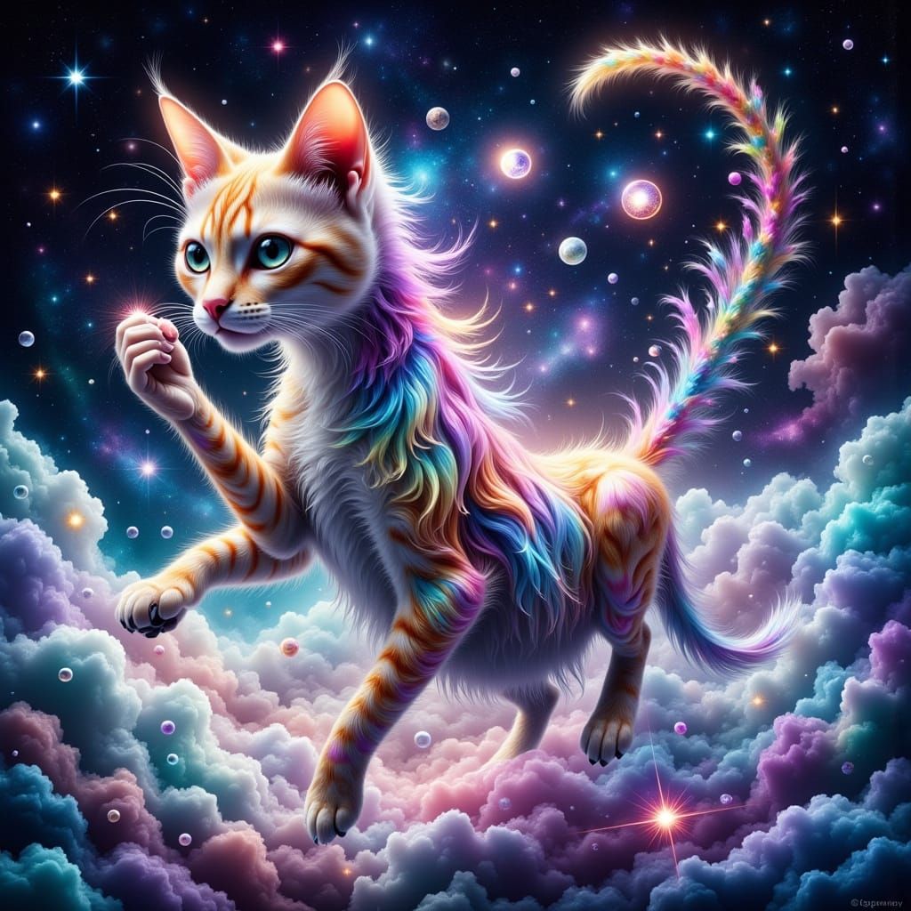 Space Kitty! - Cosmic Feline Goddesses in Whimsical Dreamsca...