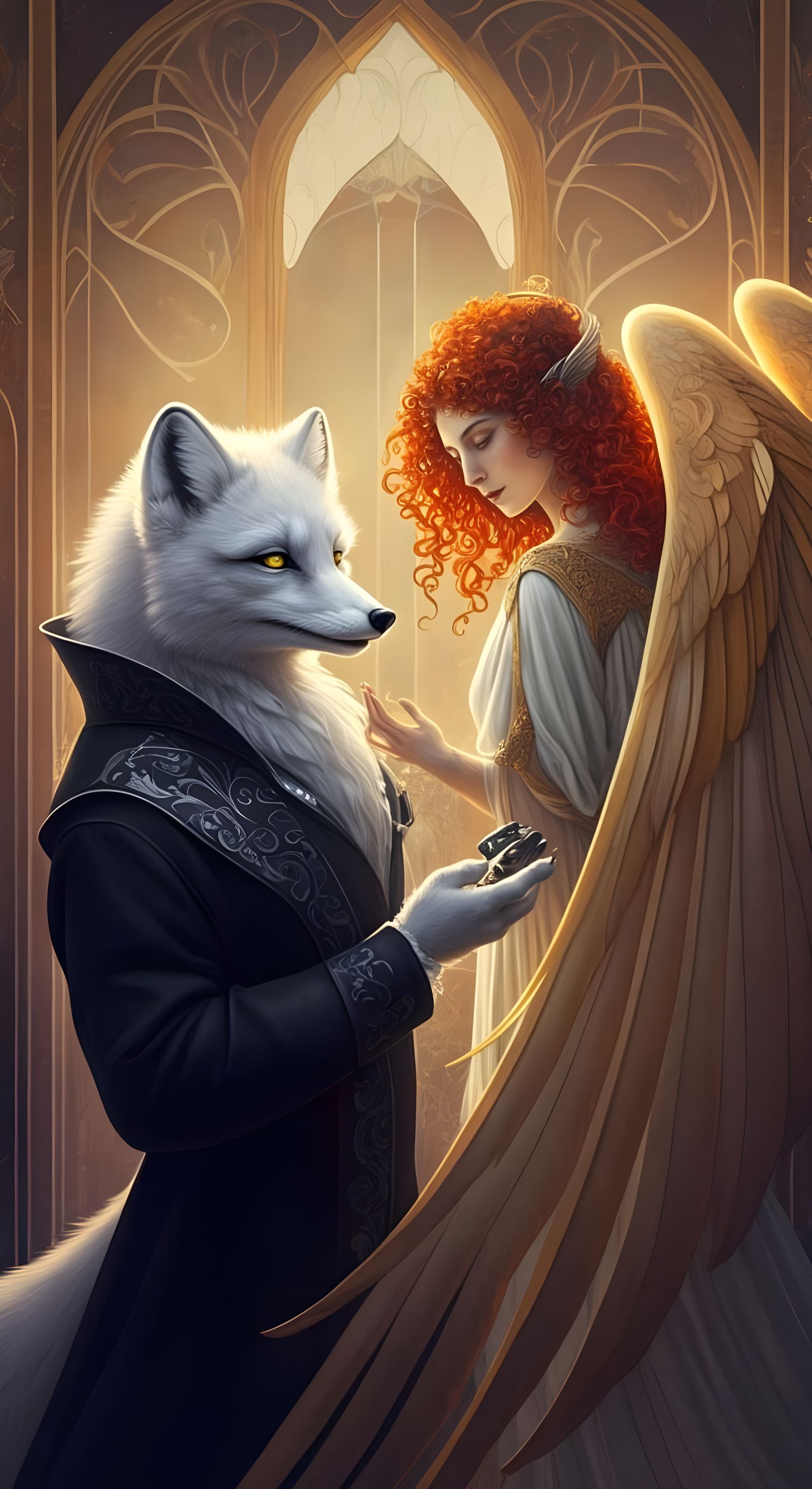 THe Fox and the Angel - Anthropomorphic Fox and Angel in Ele...