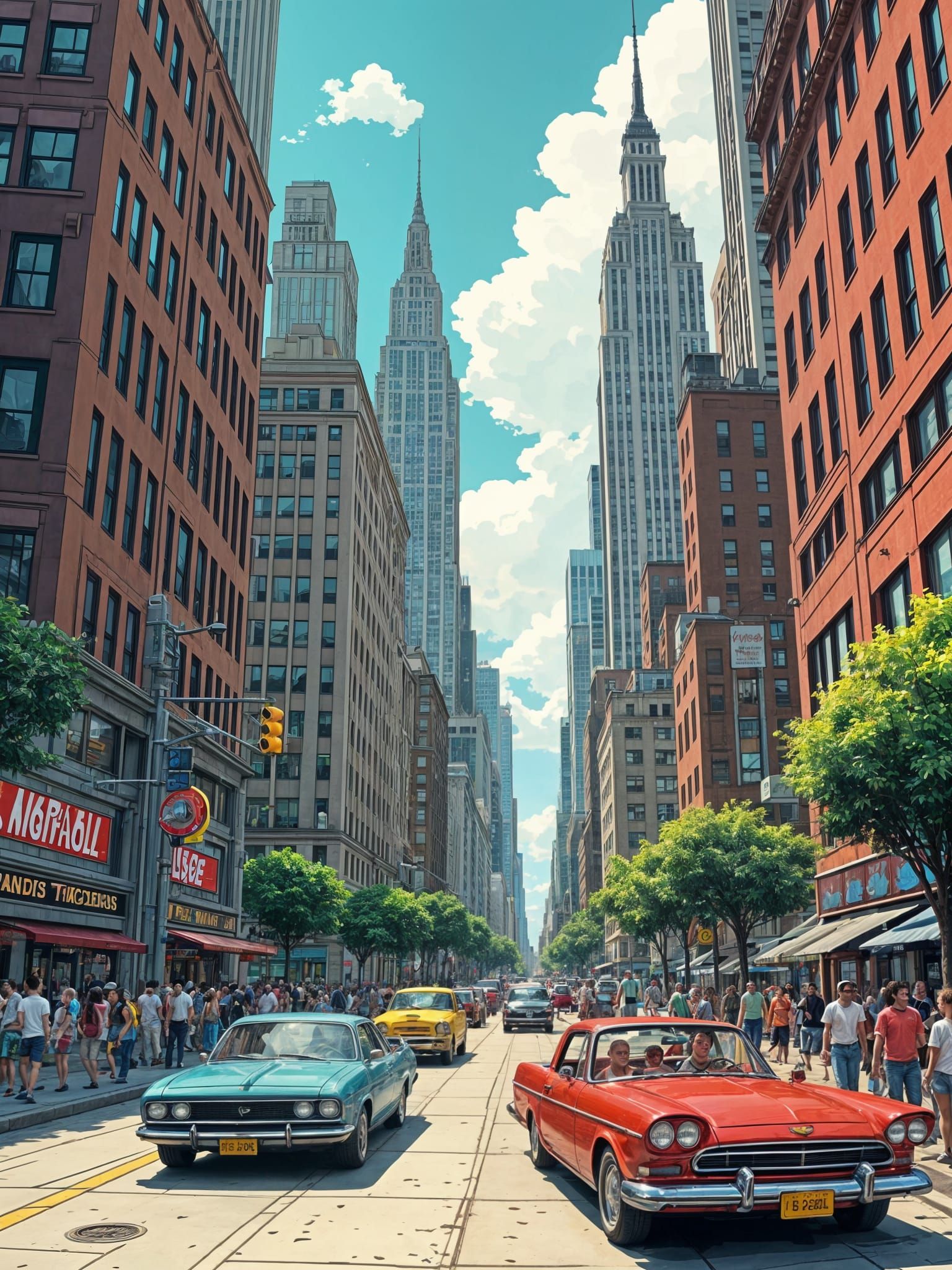 Vibrant Marvel Cityscape in Cartoon Style - AI Art