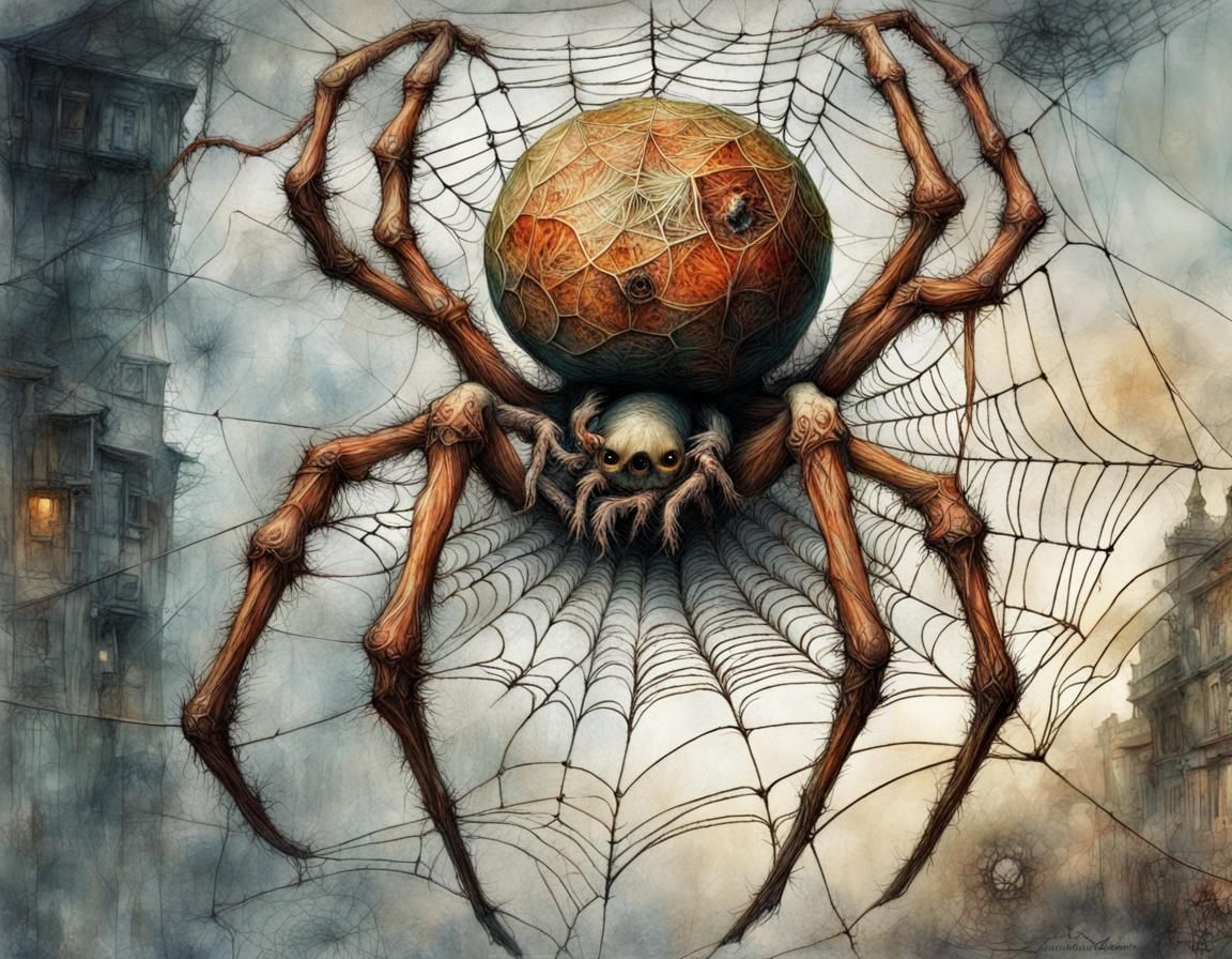 Intricate spider web by Jean-Baptiste Monge and Norman Rockwell ...
