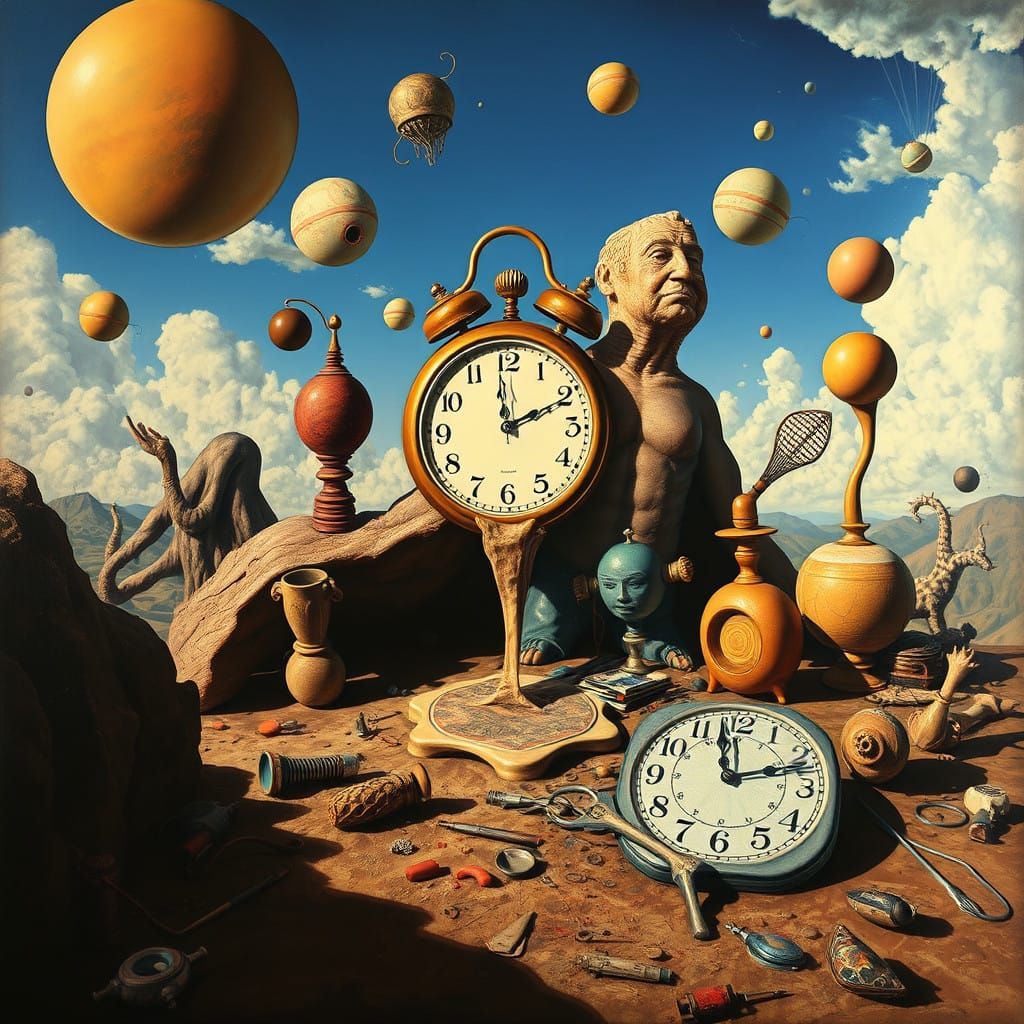 Surrealist Dreamscape with Melting Clocks and Biom... - AI Art
