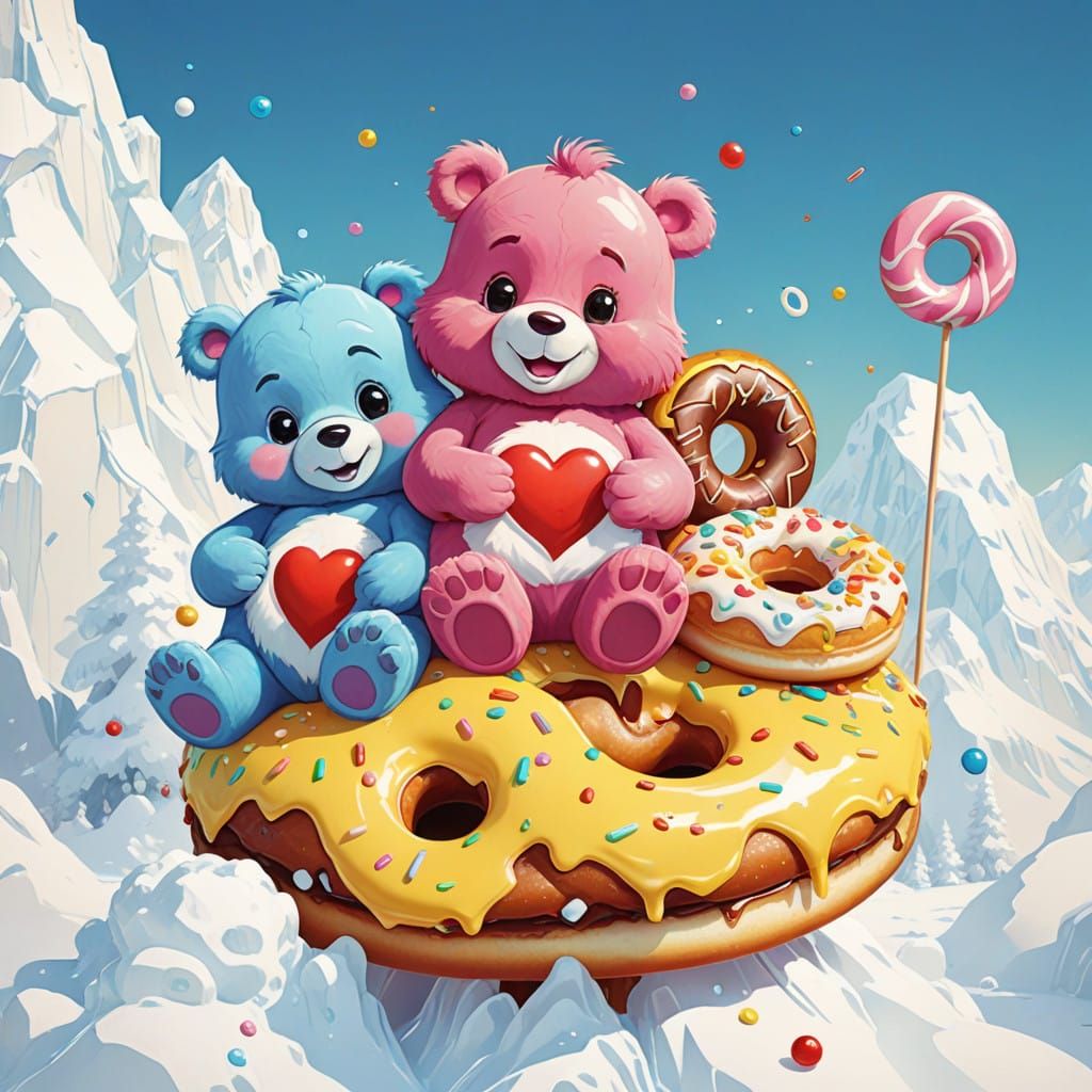 Vibrant Care Bears in a Whimsical Candyland Wonder... - AI Art