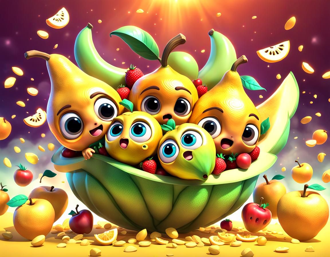 Chibi Fruit Bowl! - AI Generated Artwork - NightCafe Creator