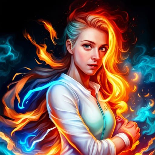 a girl with fire powers - AI Generated Artwork - NightCafe Creator