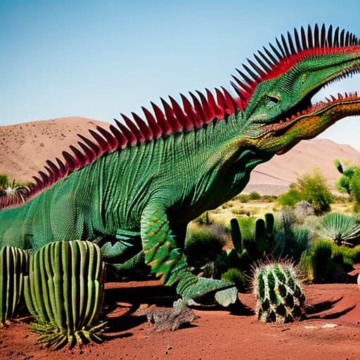 Cretaceous Cactus Clash - AI Generated Artwork - NightCafe Creator