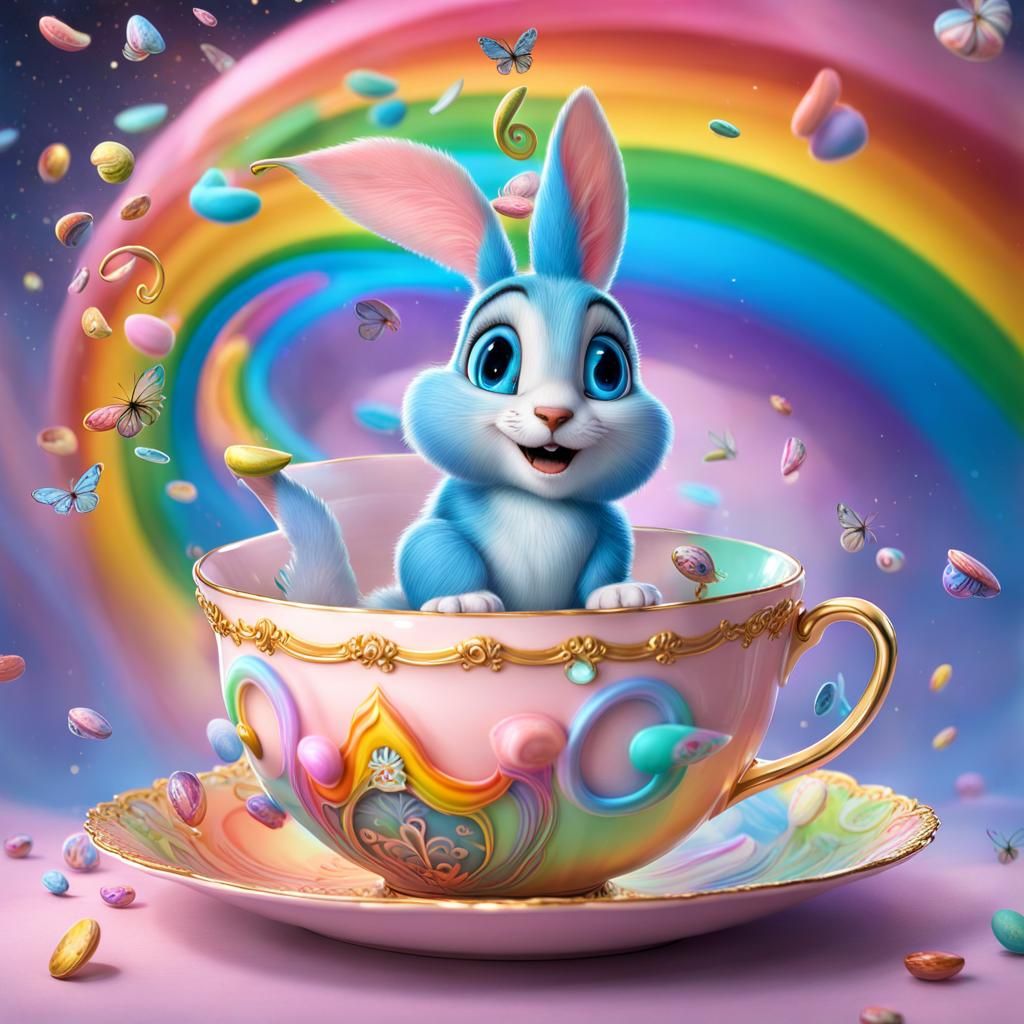 Adorable Bunny in a Teacup - AI Generated Artwork - NightCafe Creator