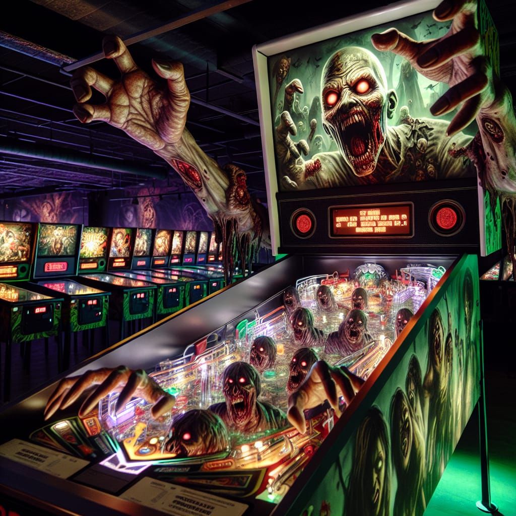 Zombie Pinball Machine - Spooky Pinball Machine of Zombie Ap...