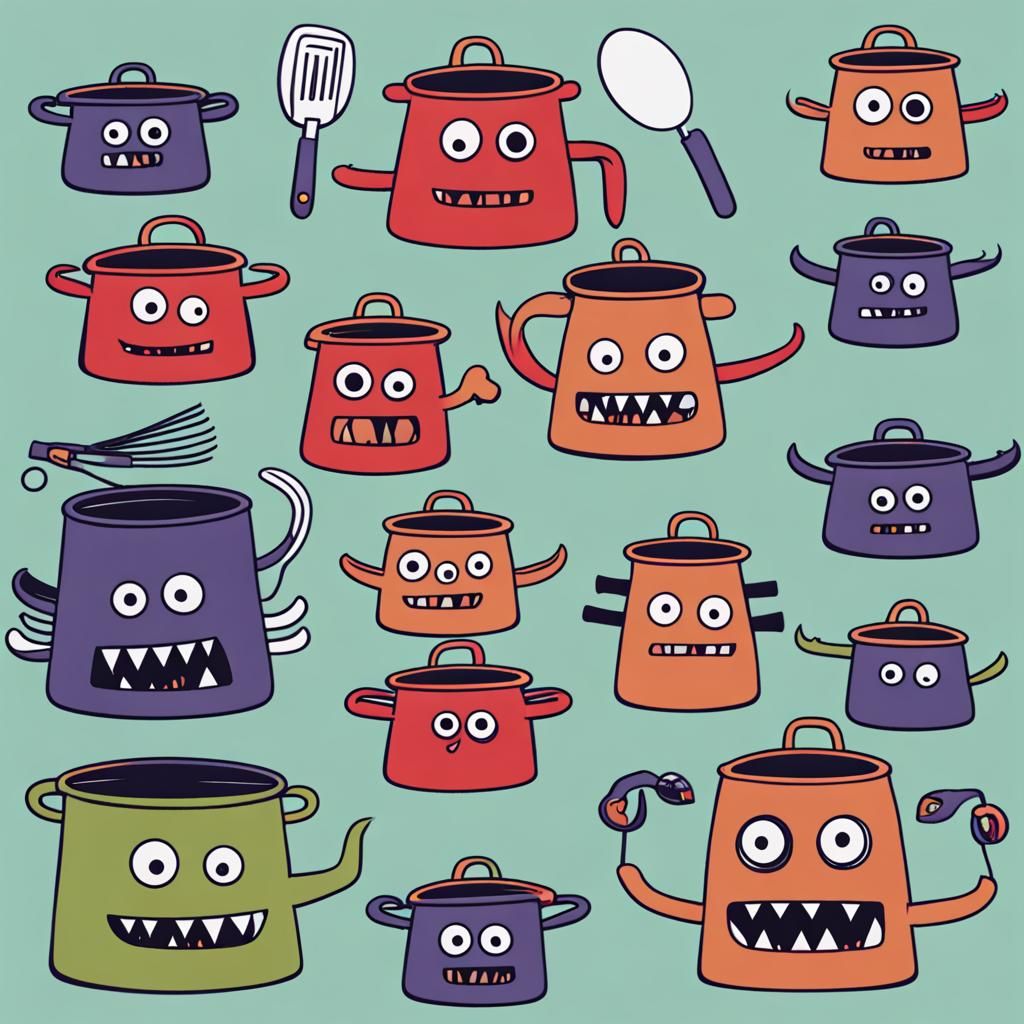 Kitchen monsters - AI Generated Artwork - NightCafe Creator