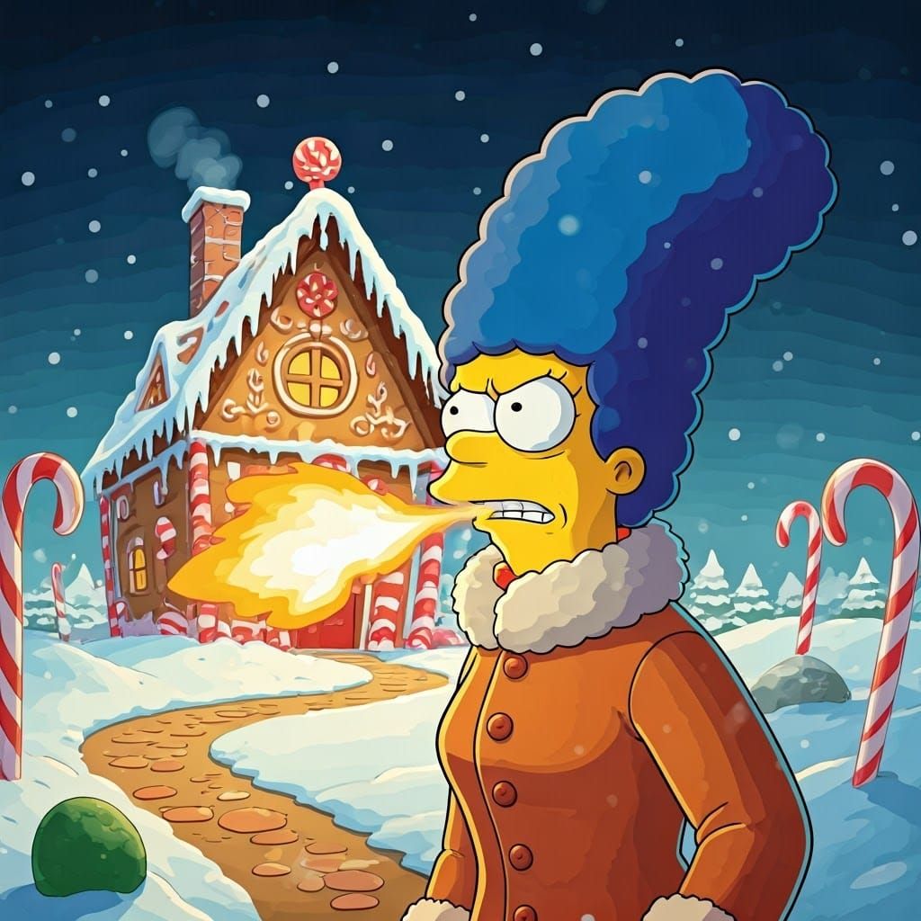 Angry Marge Simpson Unleashes Fire in Whimsical Wi... - AI Art